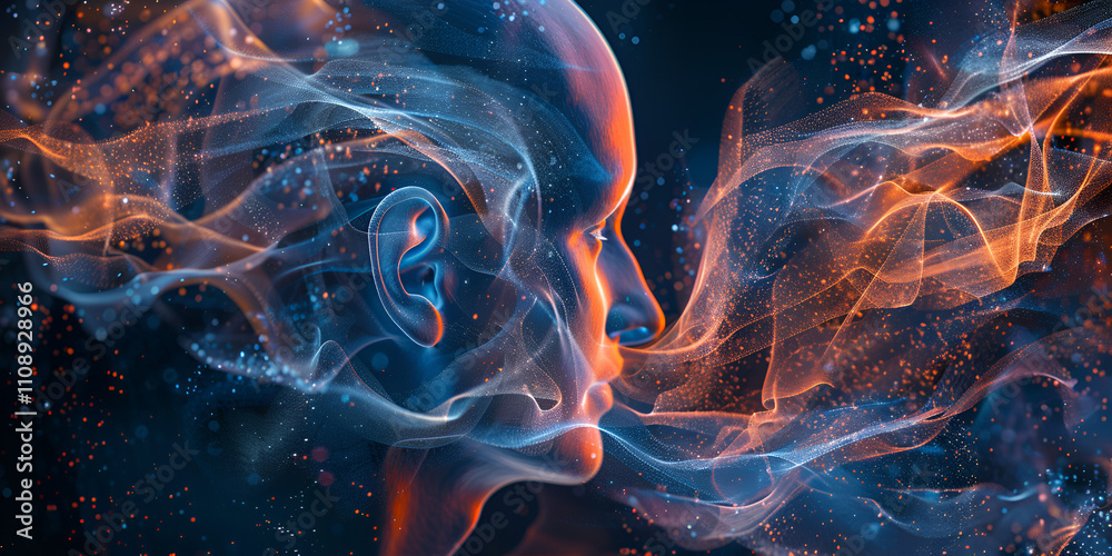 High-resolution medical visualization of the human ear showcasing outer ...