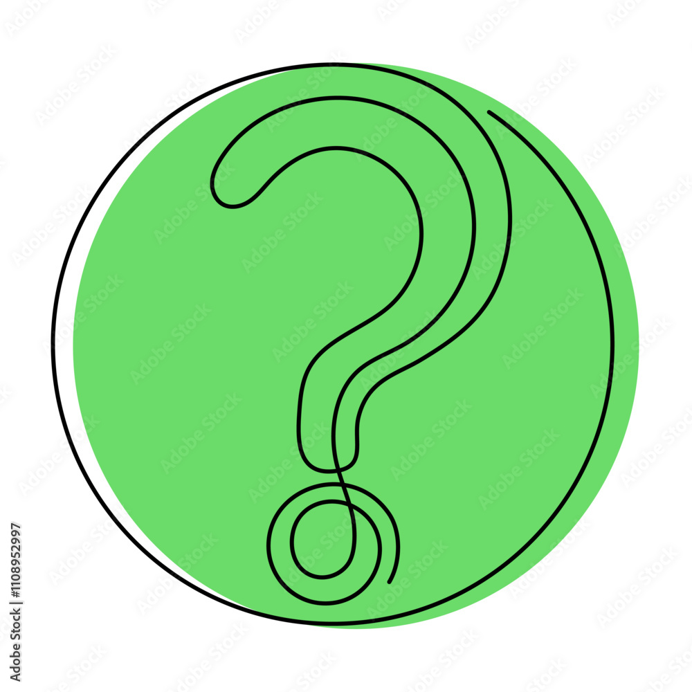 Question mark one line art, hand drawn asking sign, idea continuous ...