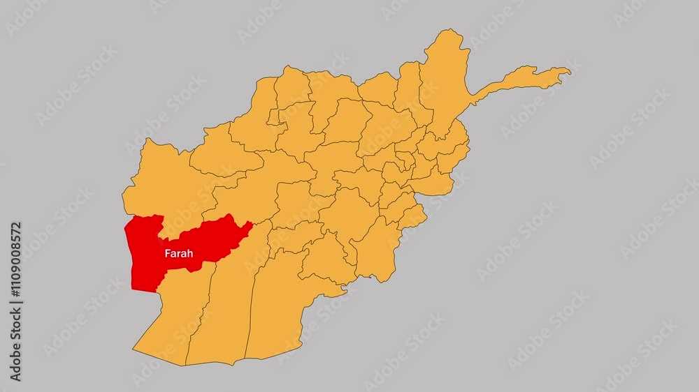 Farah map animated video. The location is highlighted on the ...