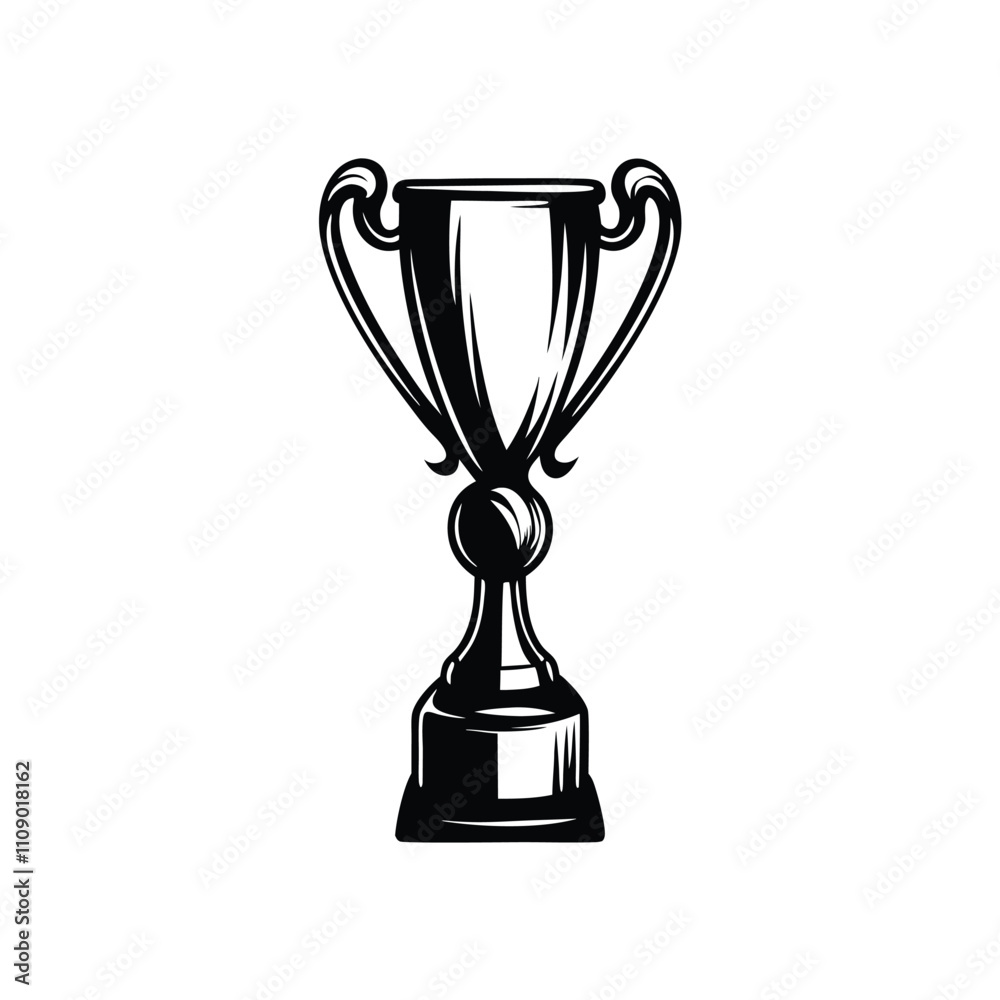 Create a bold, clean vector illustration of a sports trophy ...