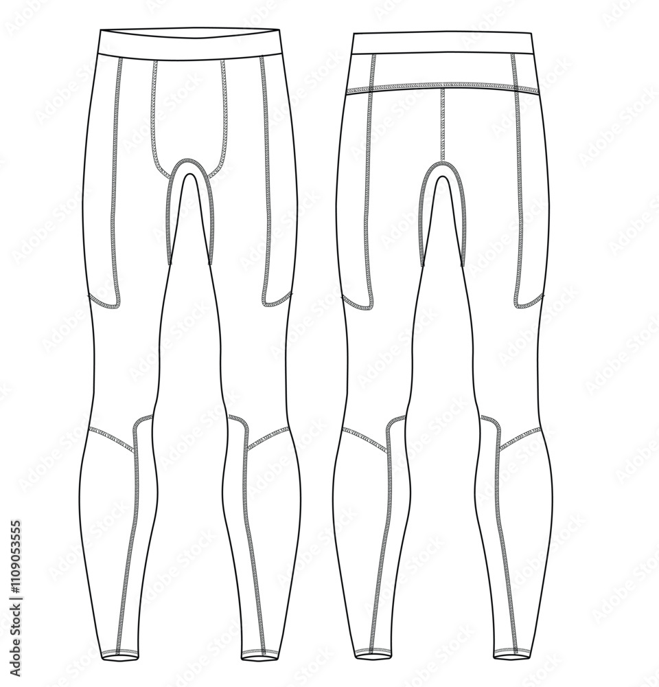 Men's Thermal Compression Tights Pants sports design vector template ...