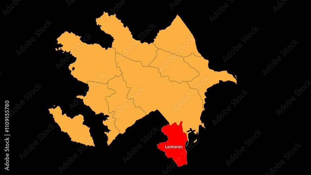 Lankaran map animated video. The location is highlighted on the ...