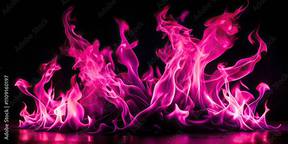 Stunning Pink Flames Silhouette on Black Background - Captivating Fire ...