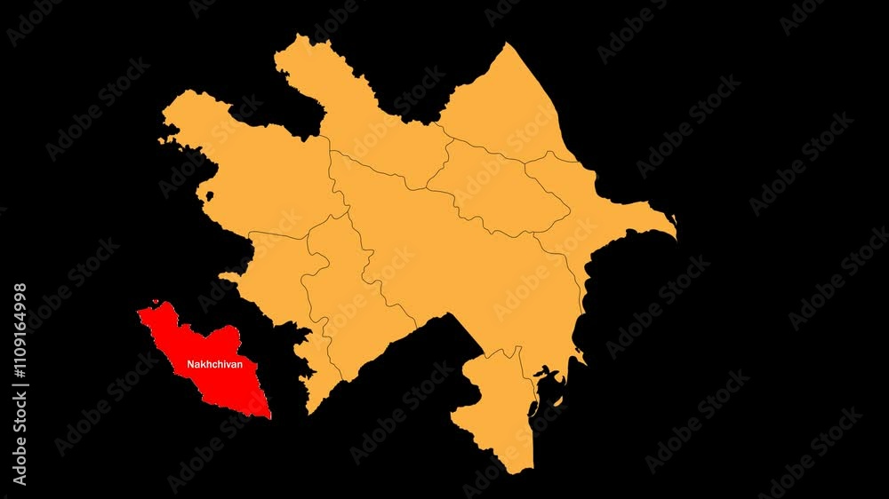 Nakhchivan map animated video. The location is highlighted on the ...
