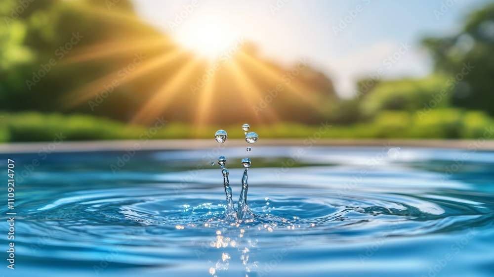 Water Splash with Sunlit Sky: A Refreshing Visual.Concept of Purity ...