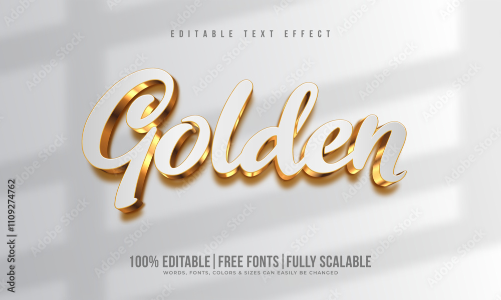 Editable 3d golden text effect, luxury typography, realistic logo ...