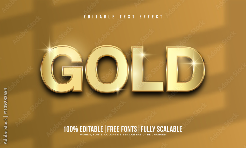 3d gold text effect, editable golden typography, business typo logo ...