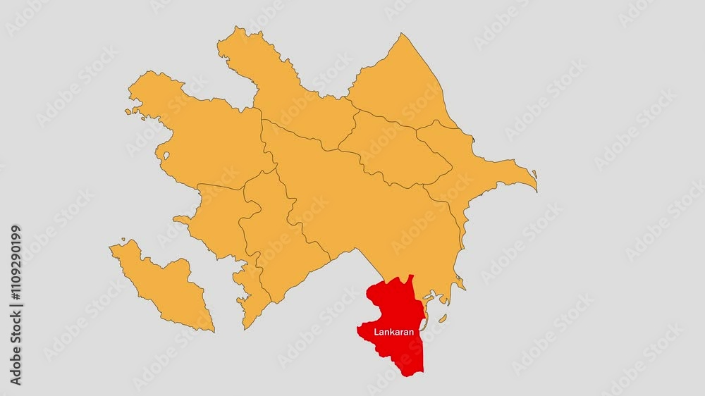 Lankaran map animated video. The location is highlighted on the ...