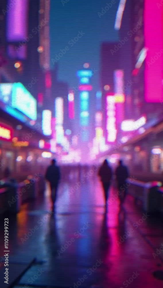 Retro-futuristic vaporwave video with neon colors, glitch effects, and ...