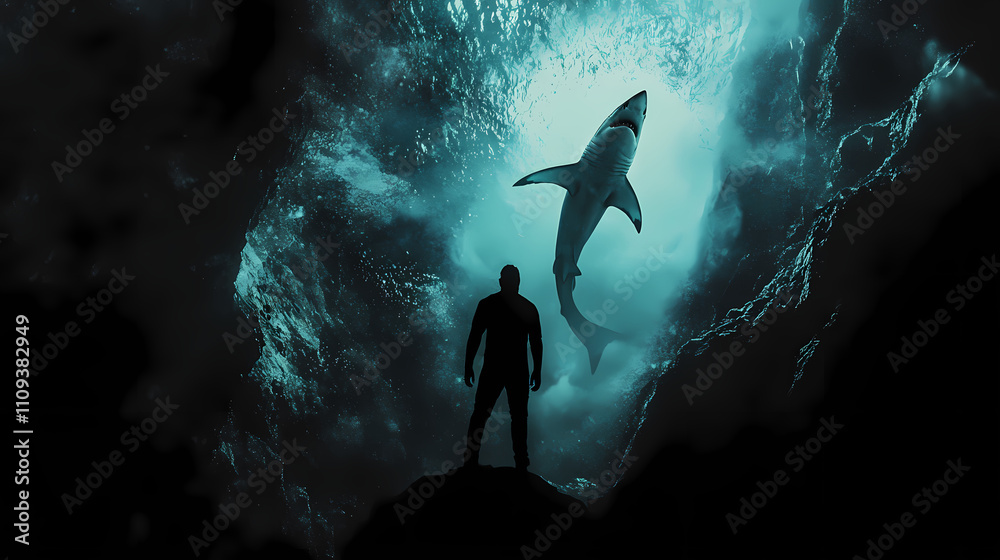 Predator of the deep a fearsome shark in the abyss - an unsettling ...