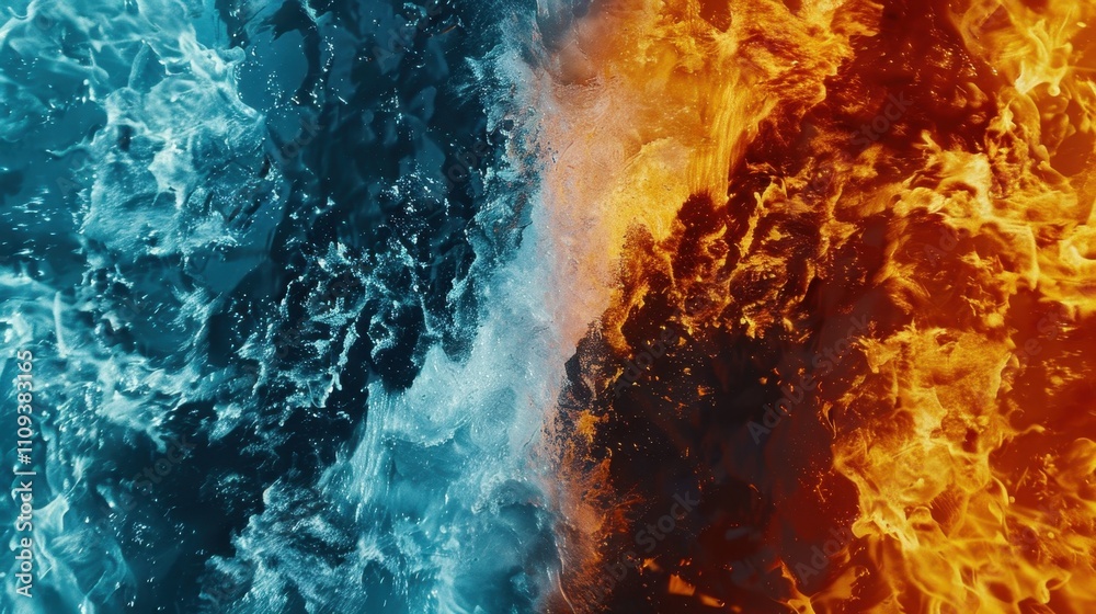 Abstract fire and ice design, a magical backdrop of fiery flame vs ...