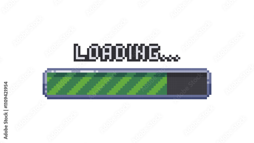 Vetor de Pixel art loading bar, retro game start, 8 bit, download bar ...