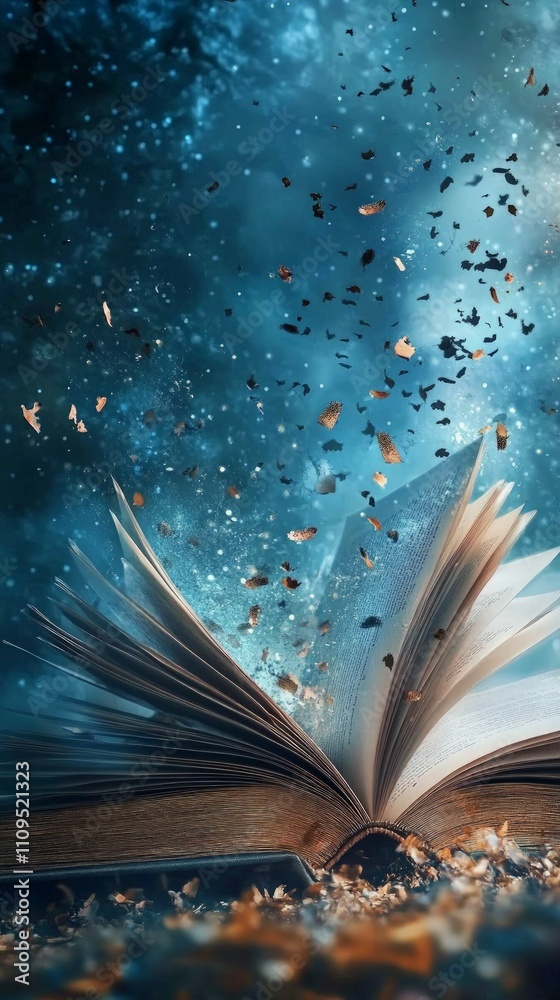 Fluttering Pages, an open book sways softly in a gentle breeze ...
