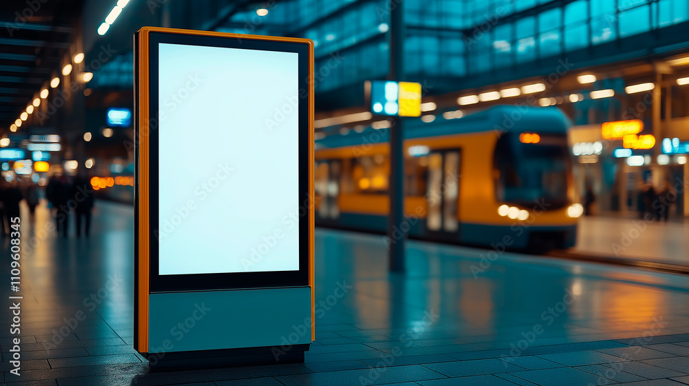 Mock up. Vertical advertising billboard, lightbox with empty digital ...