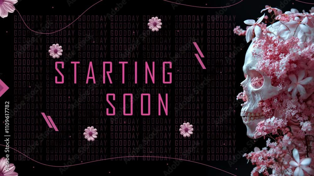 Animated Screens Scull with Flowers for Stream - Starting Soon Media ...