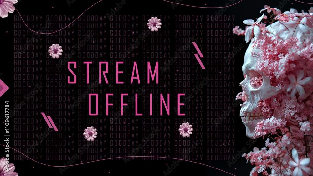 Animated Screens Scull with Flowers for Stream - Stream Offline Media ...