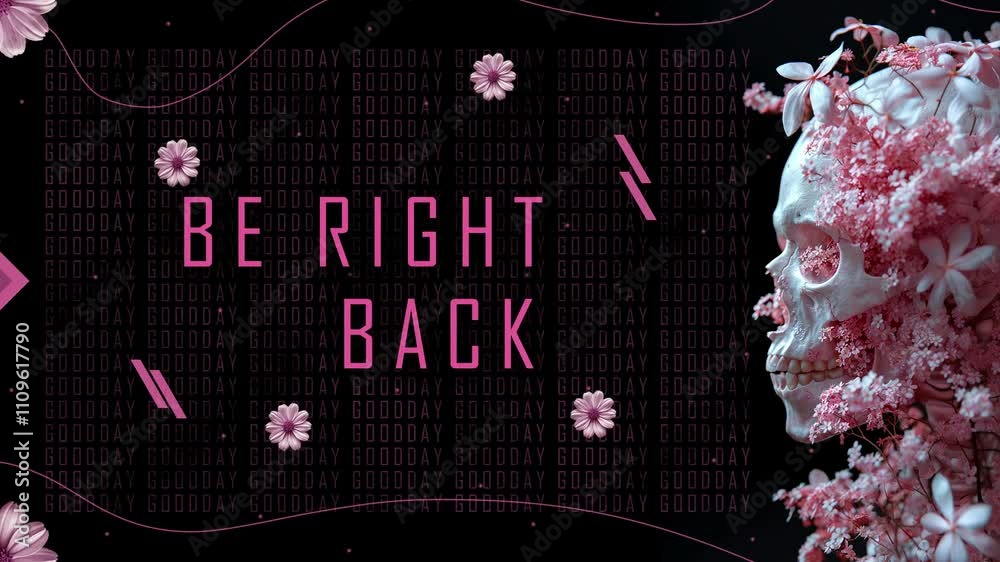 Animated Screens Scull with Flowers for Stream - BRB Media background ...