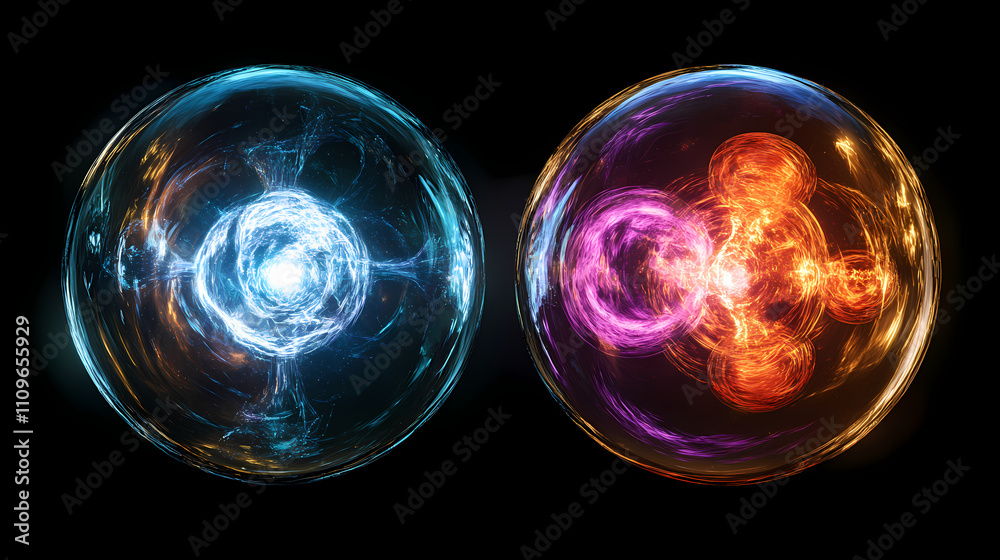 Visualizing fusion and fission processes for atomic energy. Plasma. Illustration Stock ...