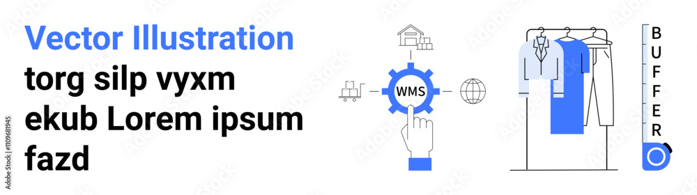 Hand interacting with WMS interface for inventory management, clothing ...