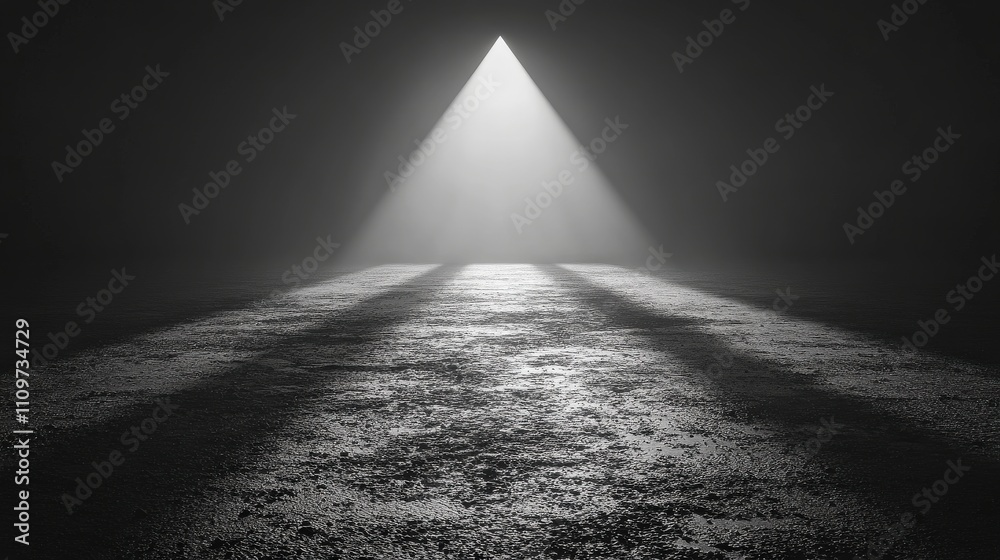 Mysterious Light Beam Illuminating Dark Space with Shadows on Wet ...