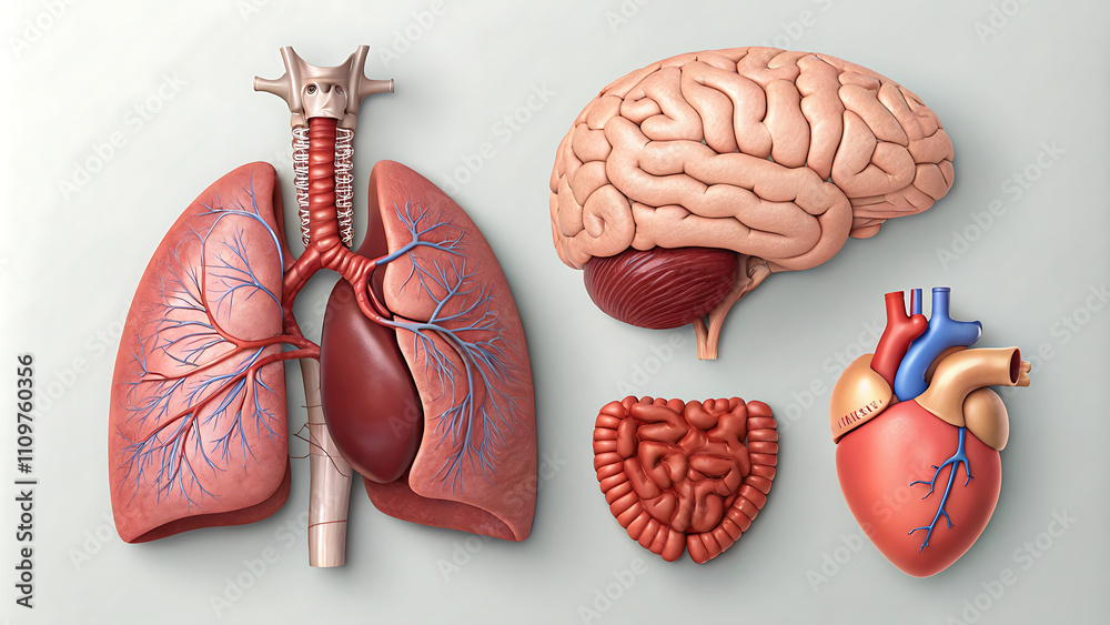 Realistic vector set of human internal organs. Anatomically correct ...