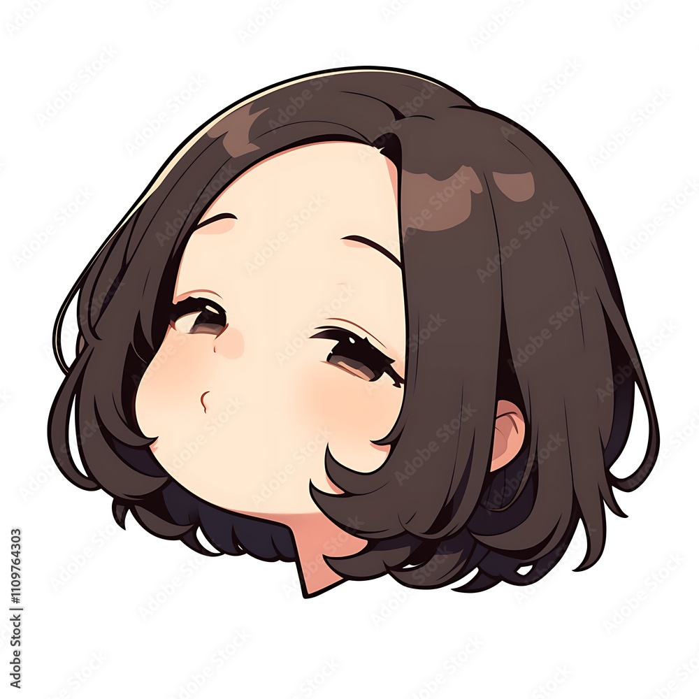 Cute anime girl chibi head. Concept of kawaii, adorable, and peaceful ...