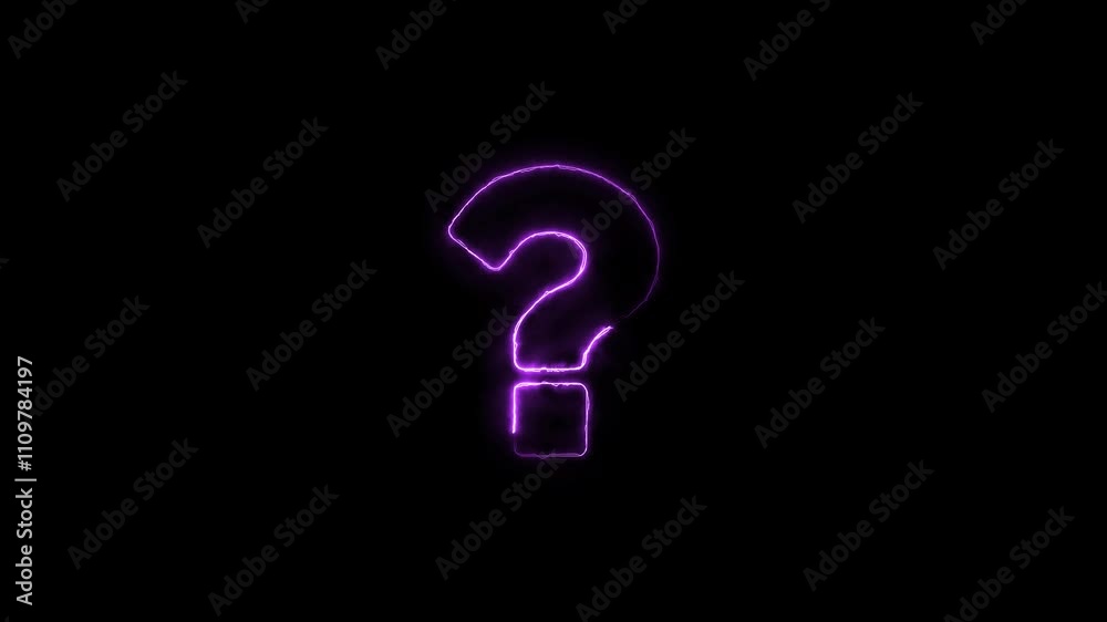 Neon glowing question mark icon animation. neon line question mark icon ...
