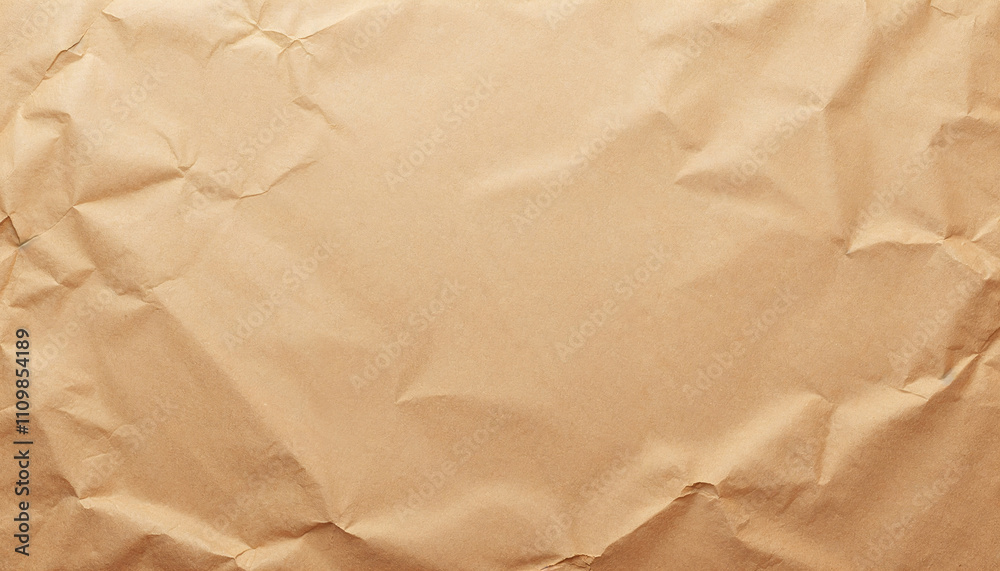Crumpled brown paper sheet with texture and patterns for creative ...