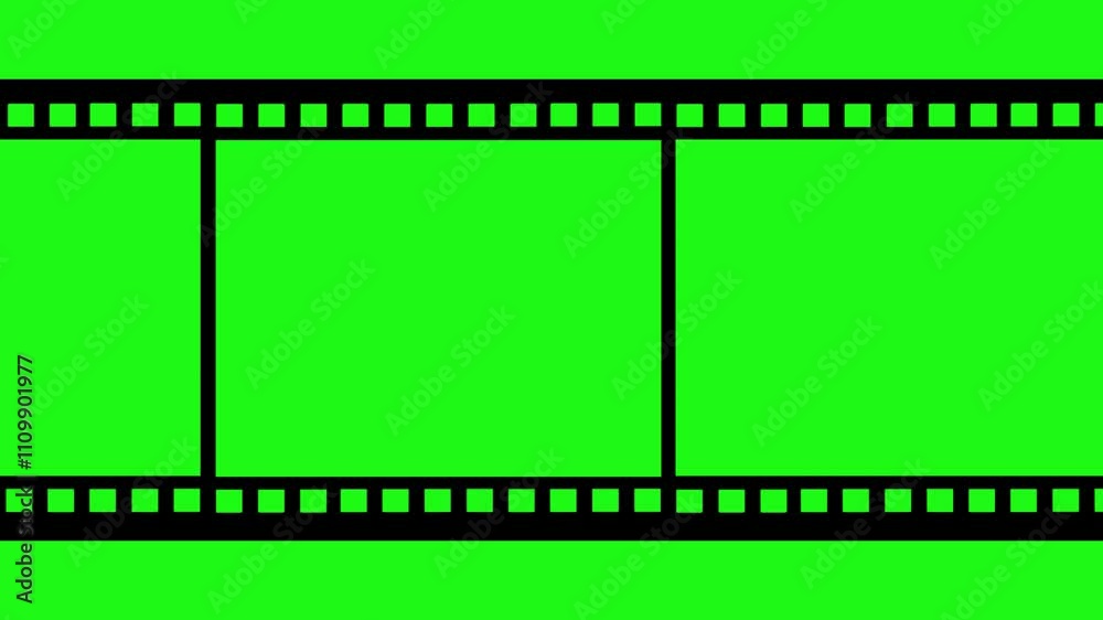 Moving filmstrip motion graphics with green screen background, Animated ...