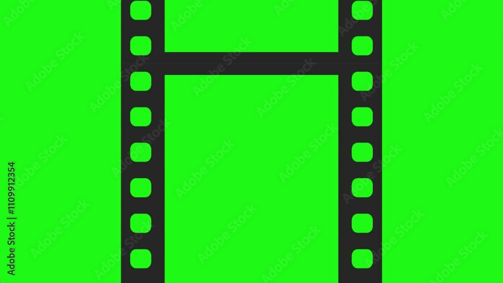 Moving filmstrip motion graphics with green screen background, Film ...