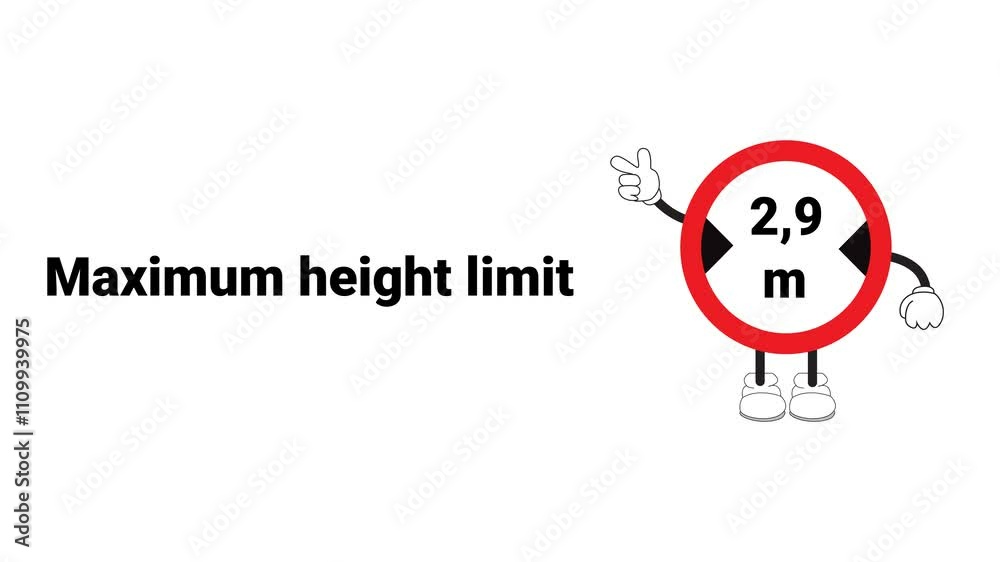 Animated maximum height limit sign with cartoon characters, perfect for ...