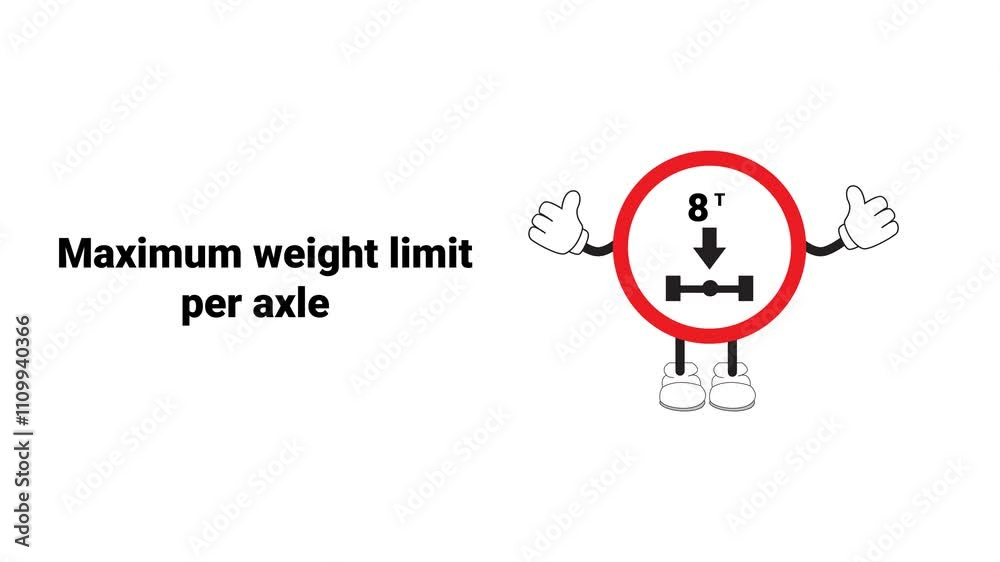 Animated maximum weight limit per axle sign with cartoon characters ...