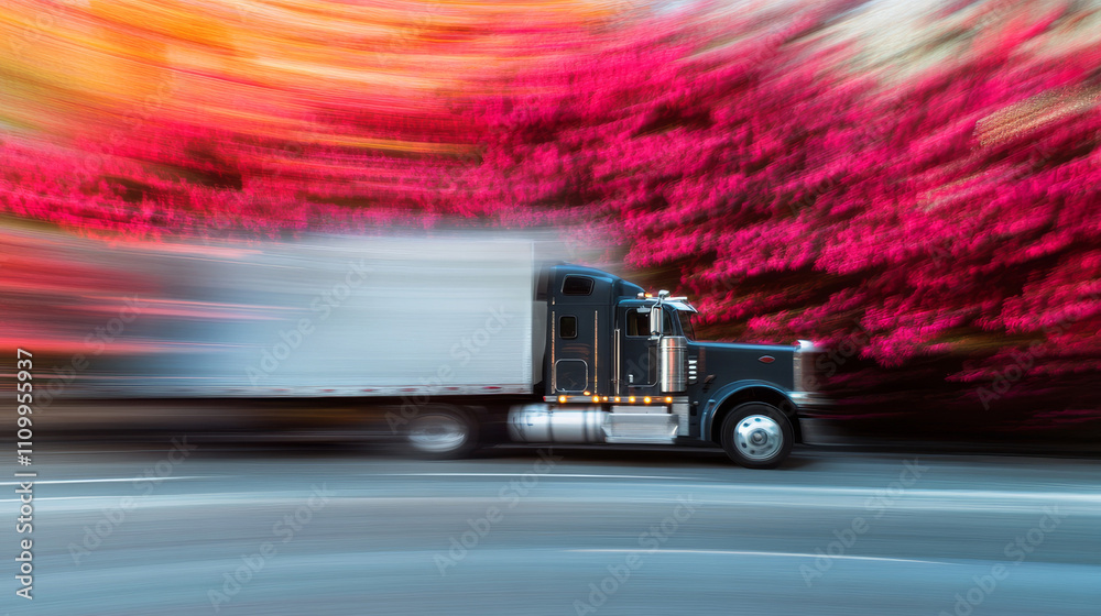 Transport/Delivery. A moving truck in motion, symbolising efficiency ...