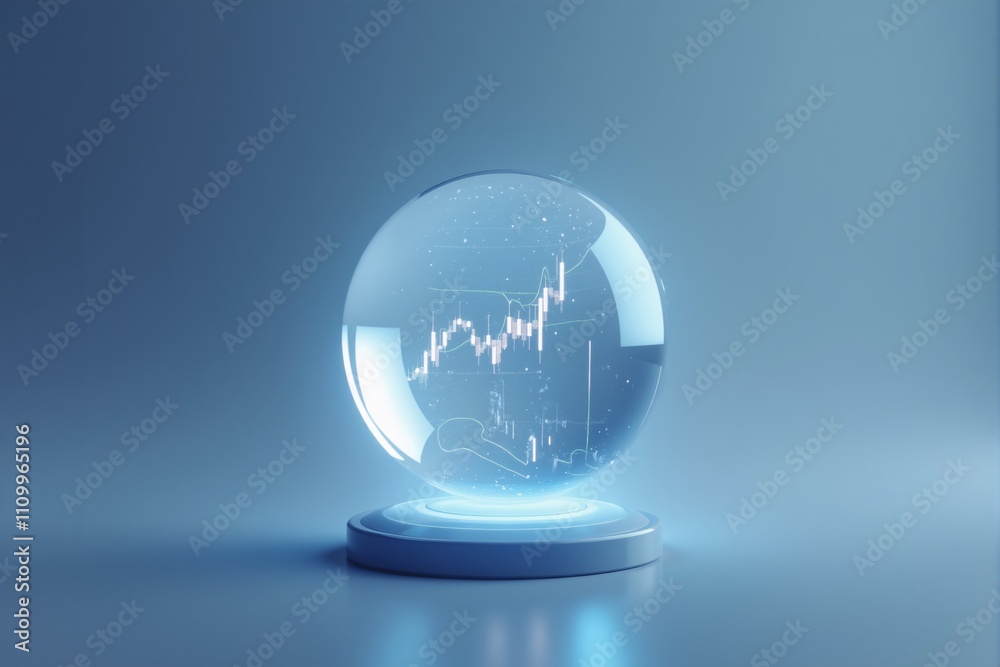 Futuristic Stock Market Prediction Glass Globe with Candlestick Chart ...