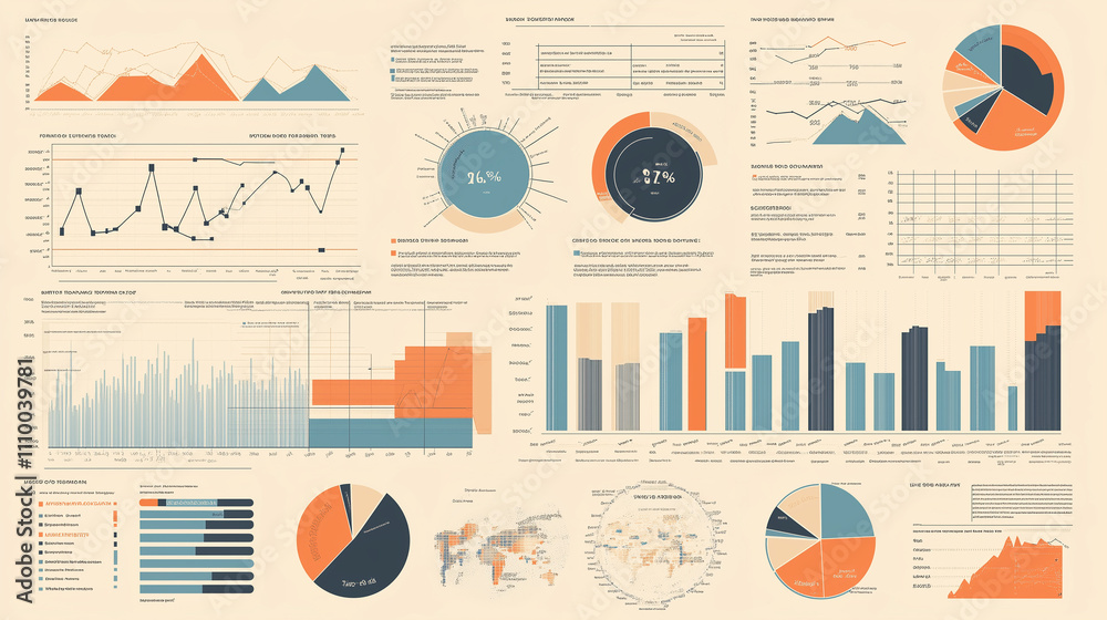 Business growth analysis infographic with stacked bar graphs, line ...