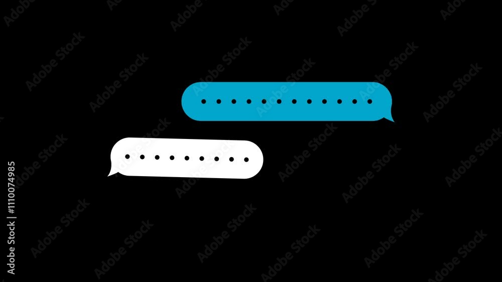 Animation of white and blue chat bubbles exchanging messages on a ...