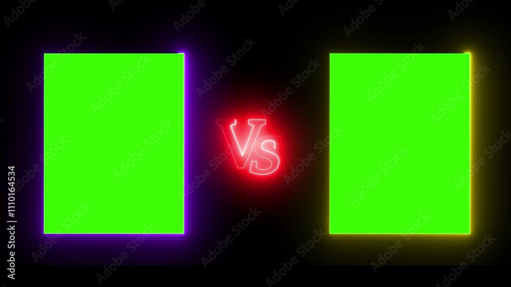 Versus team tournament green screen shows, vs bar neon animated black ...