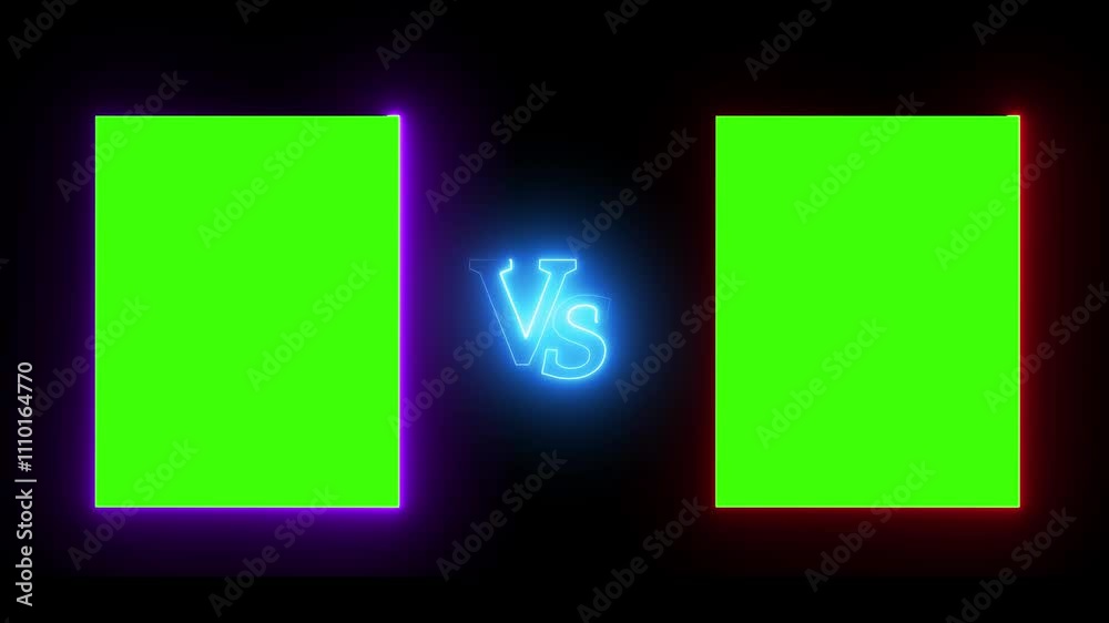 Versus team tournament green screen shows, vs bar neon animated black ...