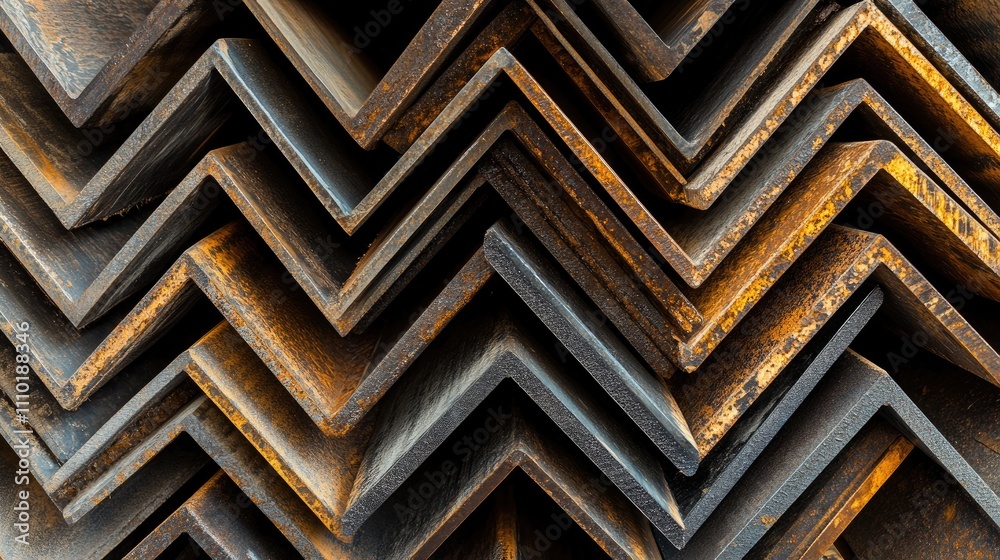 Steel angle iron stacked in warehouse showcasing equal angles design ...