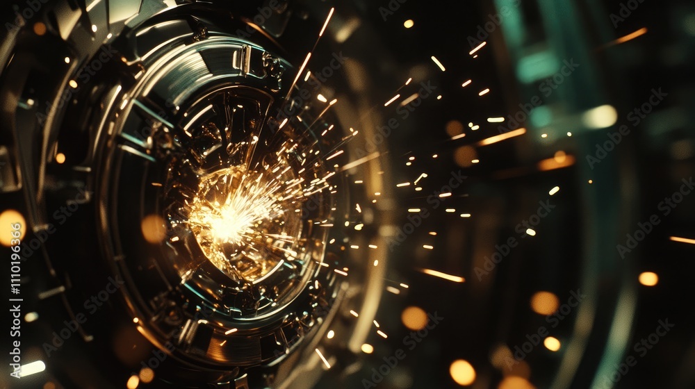 Mechanical engineering concept showcasing a welding process with sparks ...