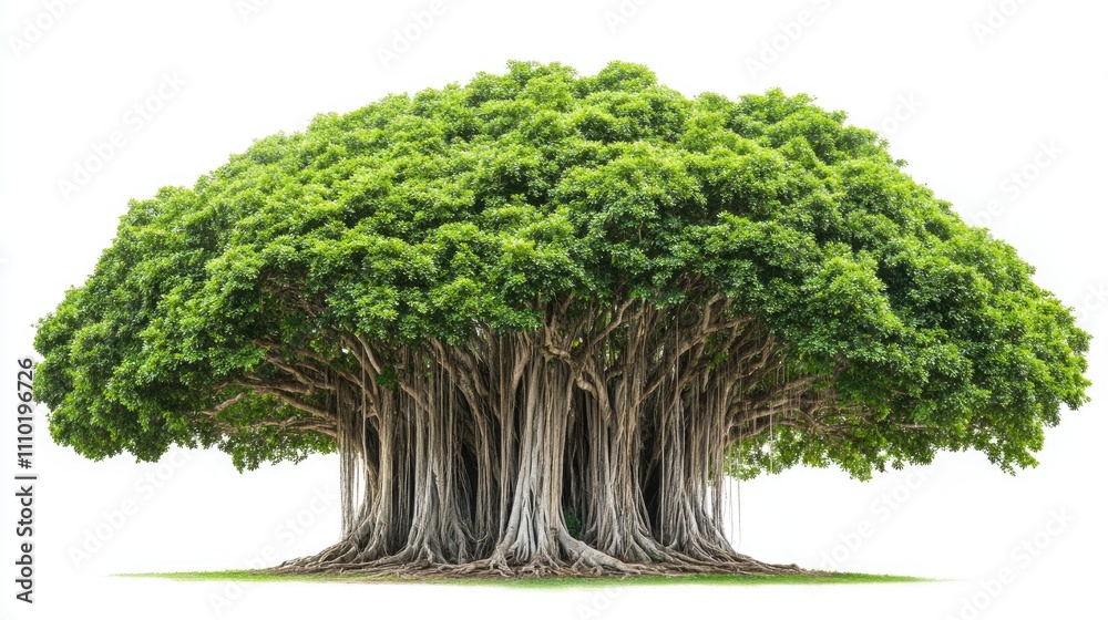 Ficus lacor buch tree isolated on white background showcasing its lush ...