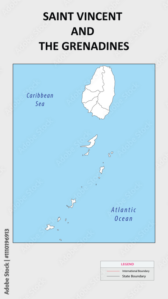 Saint Vincent and the Grenadines Map. Political map of Saint Vincent ...