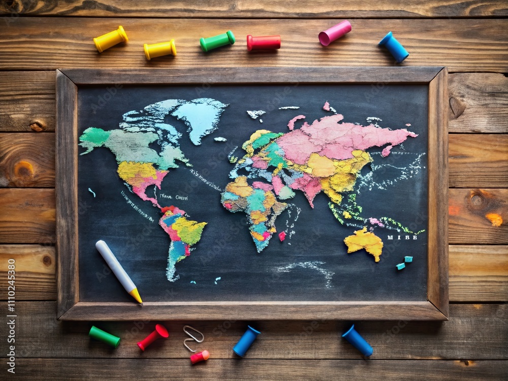 Captivating Product Photography of a Blackboard Chalk Draw Map Pins Set ...