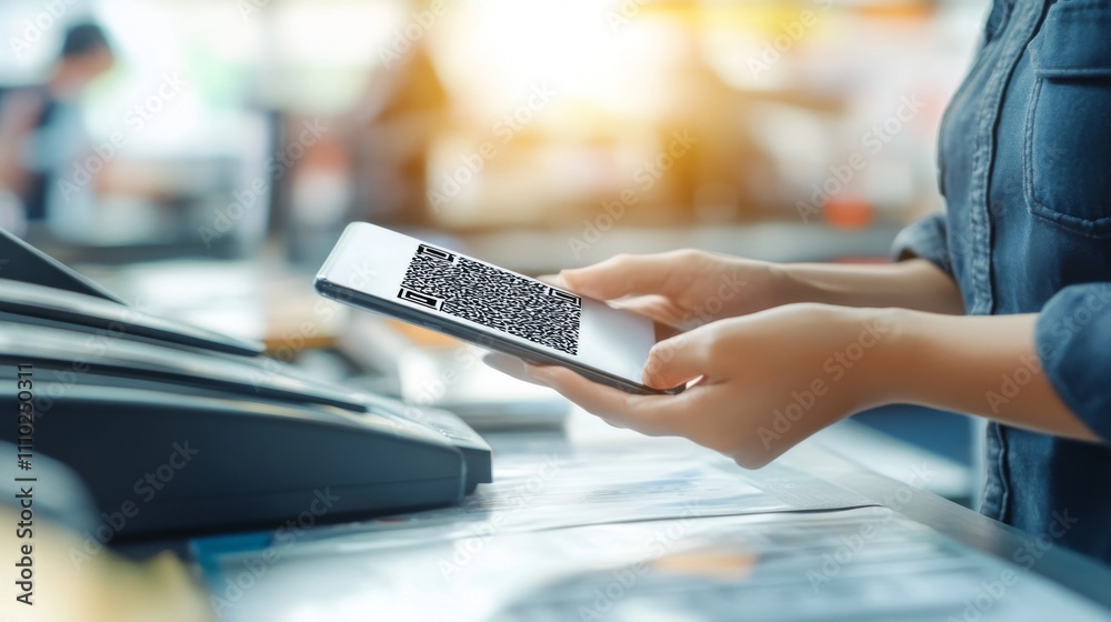 Person scanning a QR code with a smartphone, embracing modern ...
