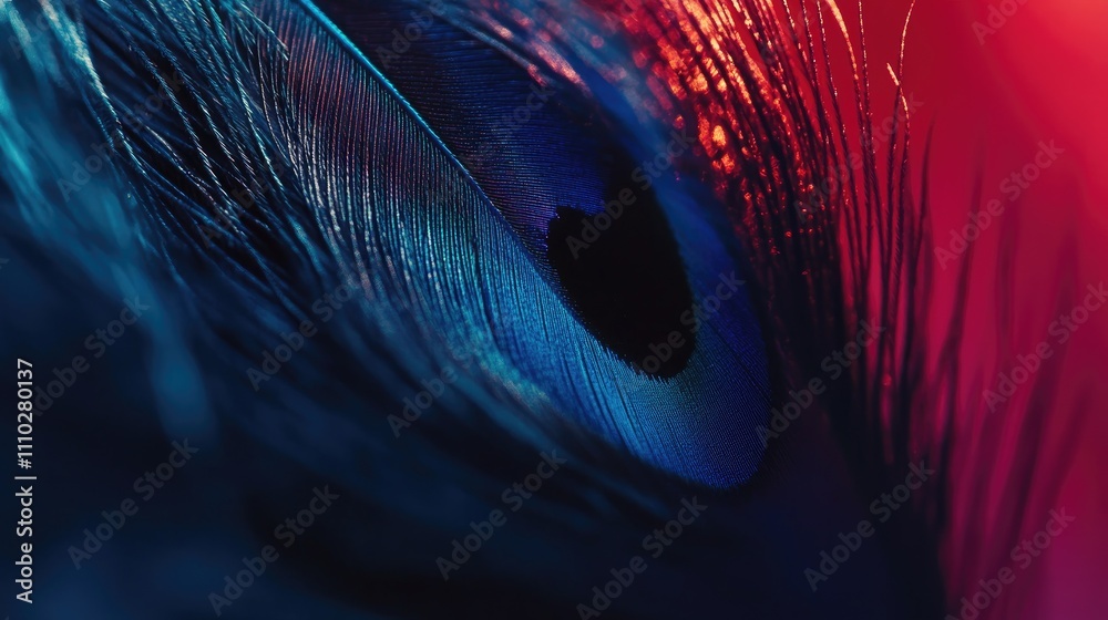 Elegant peacock feather detail with vibrant colors isolated on black ...