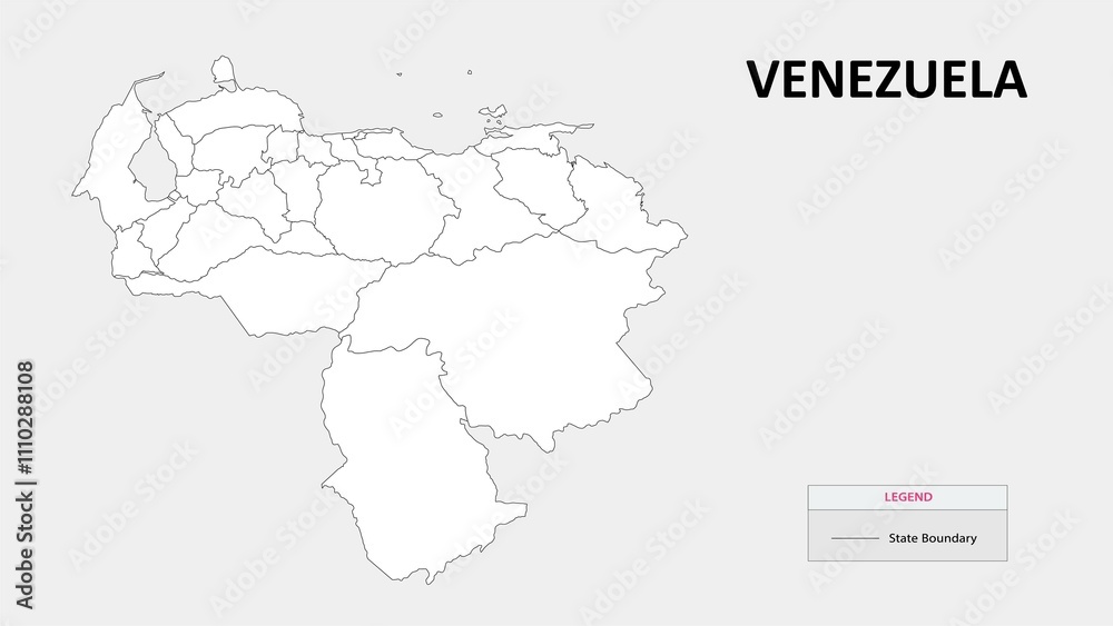 Fototapeta mapa świata dla dzieci Venezuela Map. State map of Venezuela ...