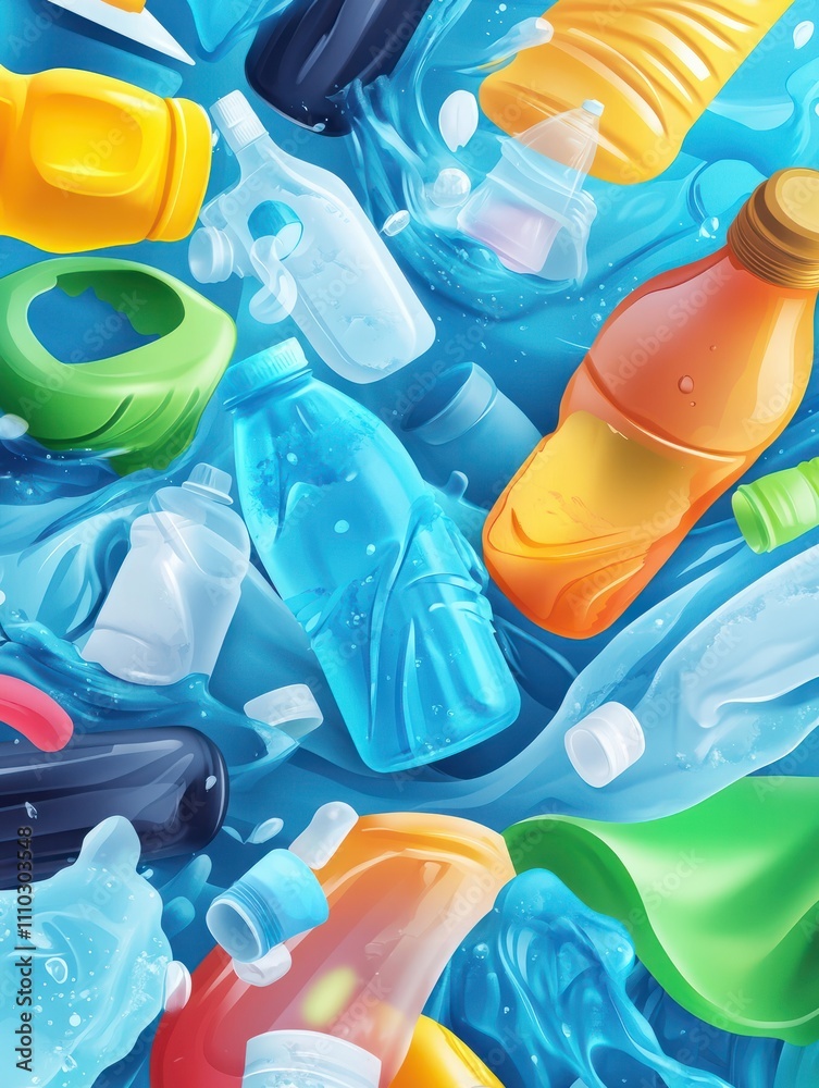 Plastic pollution abstract concept vector illustration. Plastic ocean ...