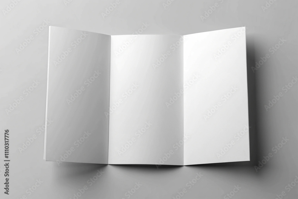 Blank paper sheets for brochure on grey background. Leaflet, Flyer Mock ...