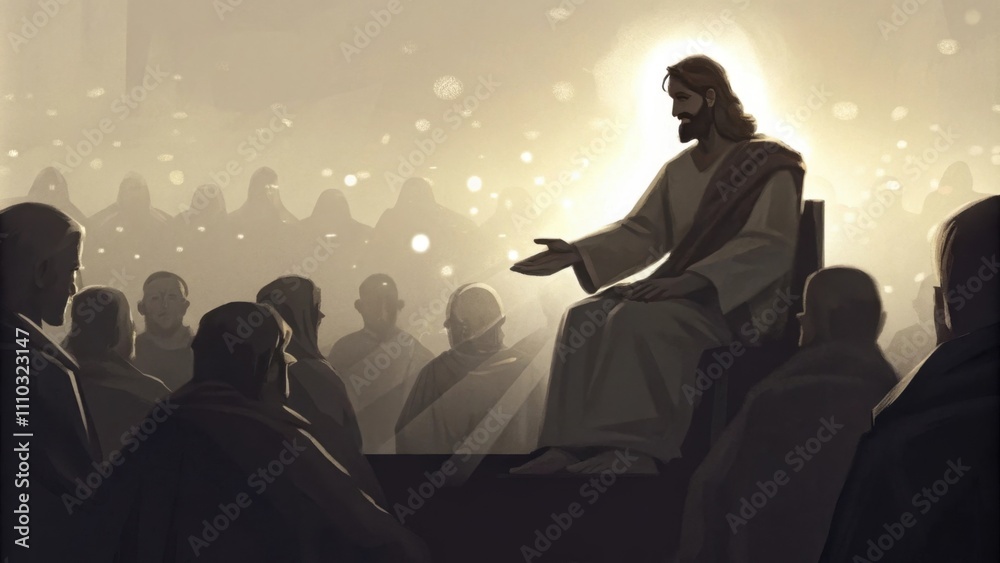 The Invitation Jesus is portrayed with a gentle smile seated ...