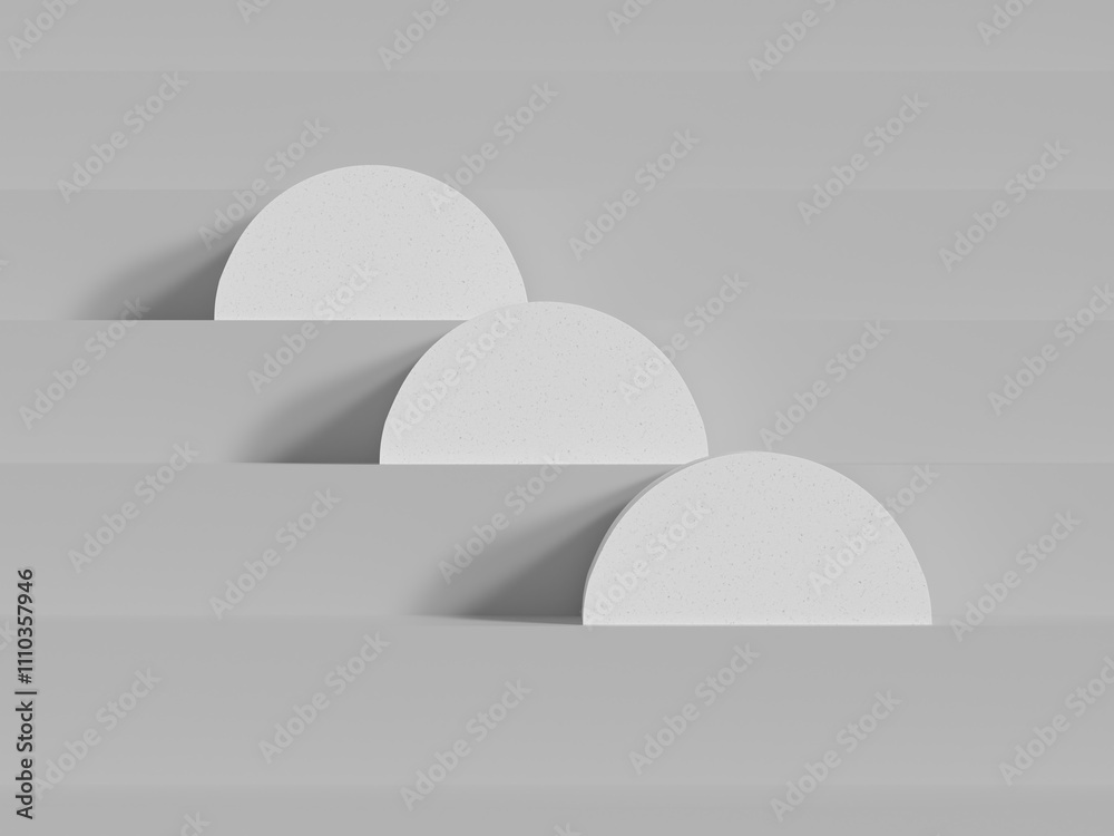 Semi-circle box mockup, front view set of semi-circle packaging display ...